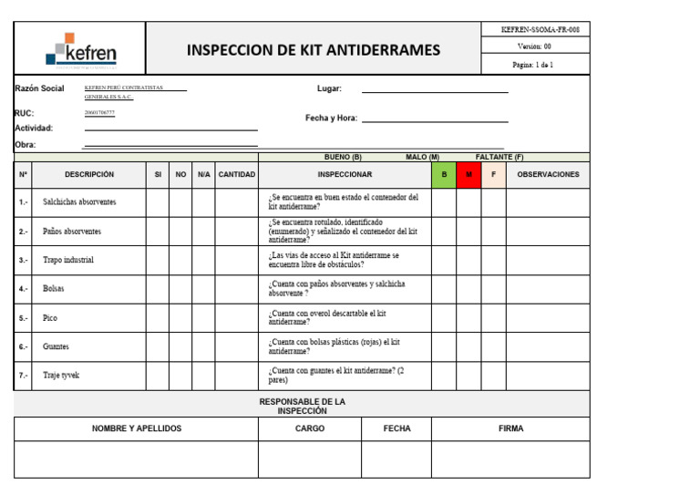 Check-list-kit-antiderrames | PDF