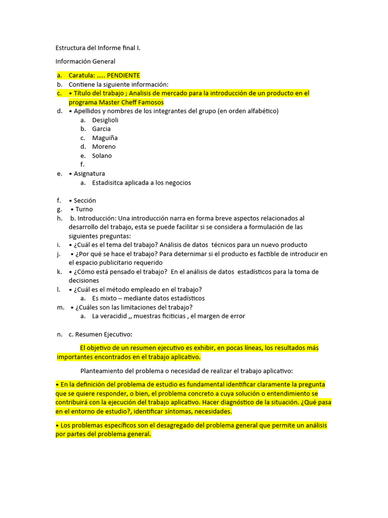Estructura Del Informe Final | PDF | Estadísticas | Muestreo (Estadísticas)