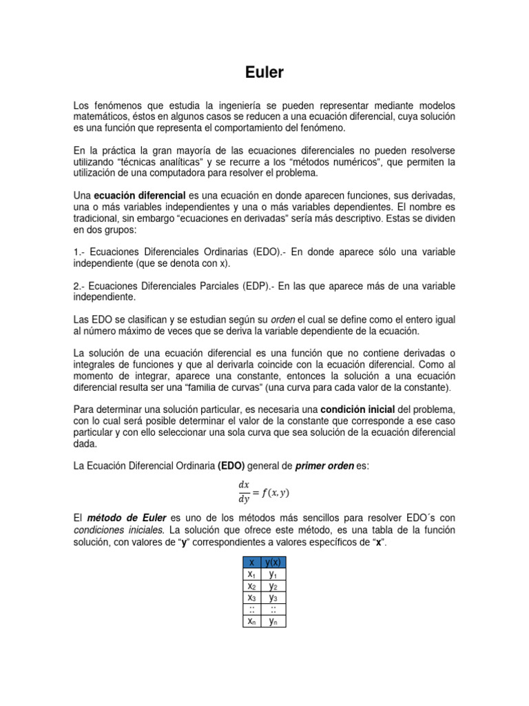 Euler-Euler Mejorado-ejemplos | PDF | Ecuaciones diferenciales | Ecuaciones