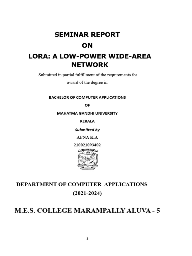 Seminar Report Afna K A 5 | PDF | Internet Of Things | Computer Network