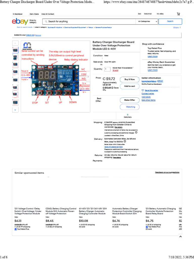 Battery Charger Discharger Board Under Over Voltage Protection Module ...