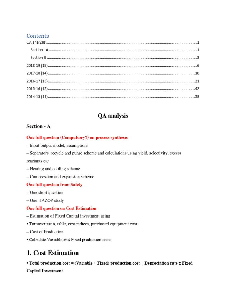 PD Guideline QA Analysis and Solve | PDF | Distillation | Materials