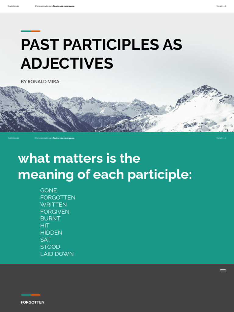 Past Participles As Adjectives - 230812 - 074606 | PDF