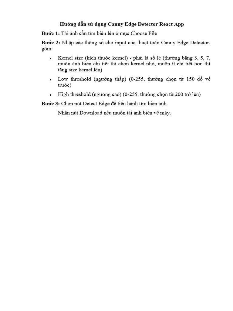 Hướng Dẫn Sử Dụng Canny Edge Detector React App | PDF