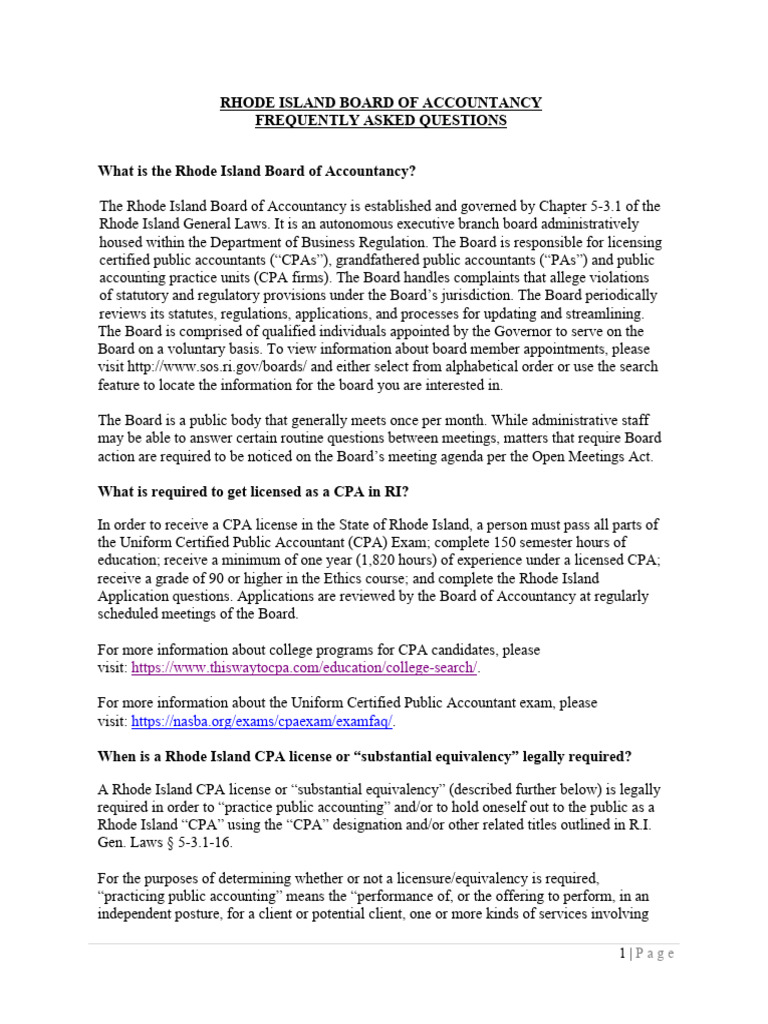 BOA Frequently Asked Questions | PDF | Certified Public Accountant | Accountant