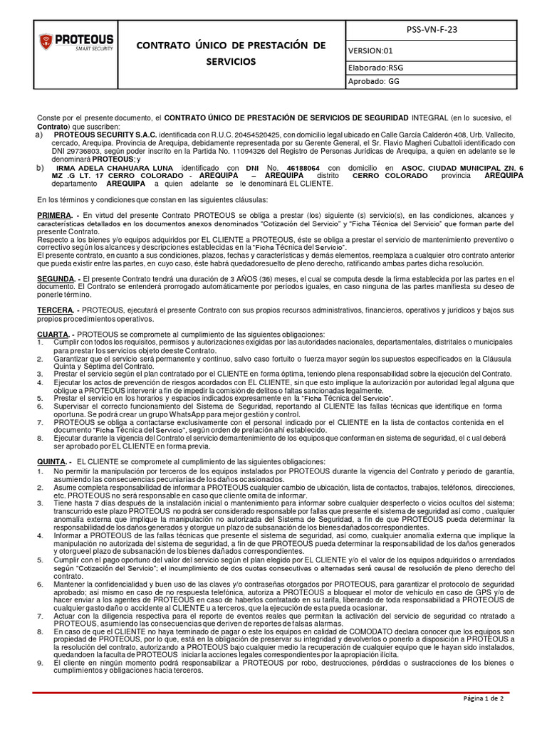 Contrato Unico de Prestacion de Servicos de Seguridad Electronica | PDF ... Contrato Unico de Prestacion de Servicos de Seguridad Electronica | PDF ...