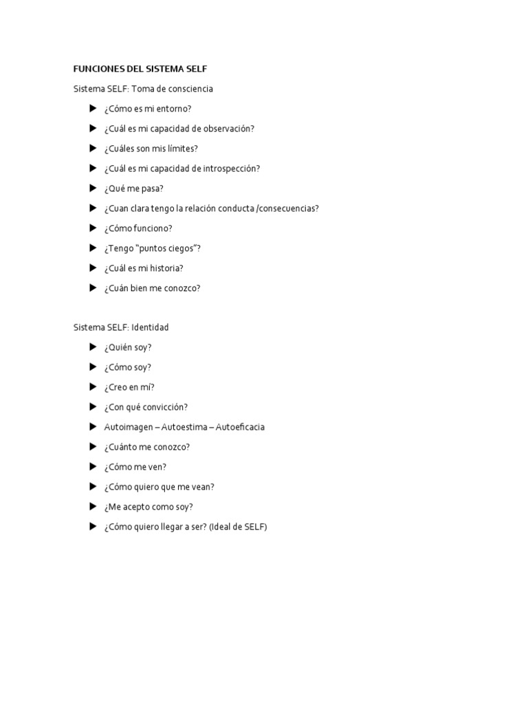 Funciones Del Sistema Self | PDF