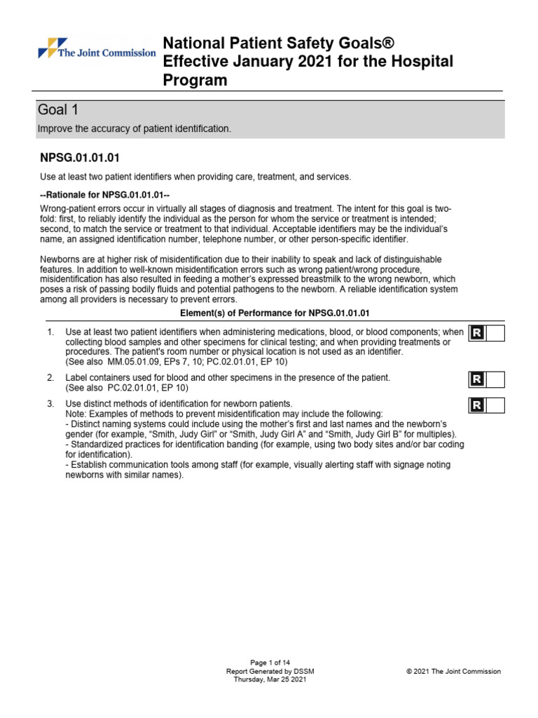 NPSG Chapter HAP Jan2021 | PDF | Health Sciences | Medical Specialties