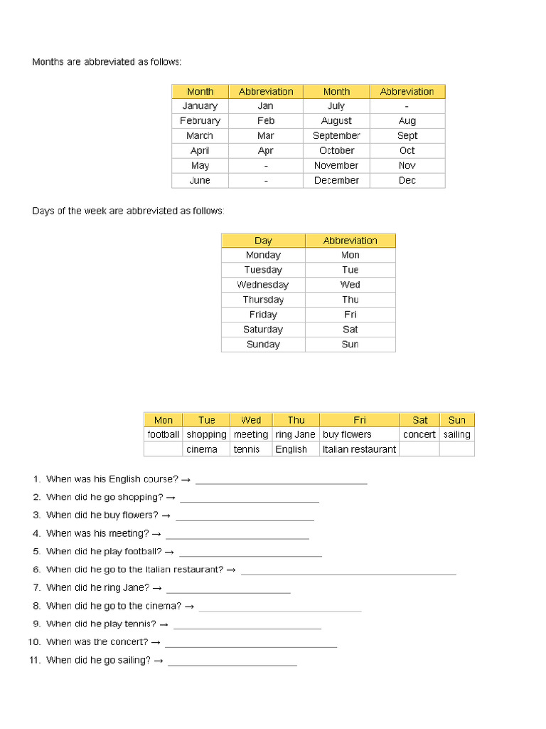 Days&months | PDF