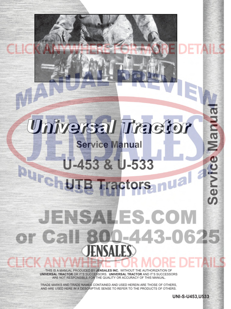 Universal Utb Service Manual U 453 Utb Tractor U 533 Utb Tractor | PDF ...