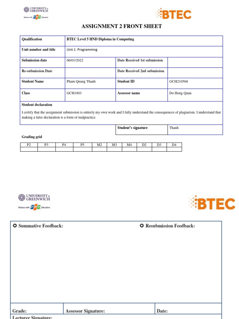 Assignment 2 - 1618 | PDF | Object Oriented Programming | Class ... Assignment 2 - 1618 | PDF | Object Oriented Programming | Class ...