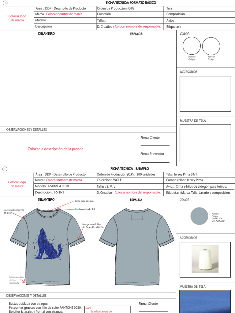 Ejemplo de Ficha Técnica Básica T-SHIRT - 230914 - 202519 | PDF | Ropa | Diseño
