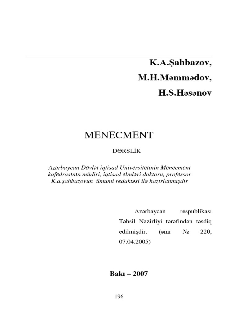 MENECMENT - DRSLIK Şahbazov | PDF