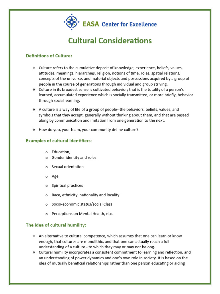 Cultural Handout Definitions | PDF | Idea | Experience