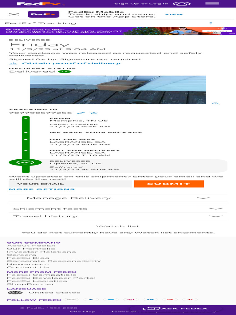 FedEx Package Delivery Status | PDF