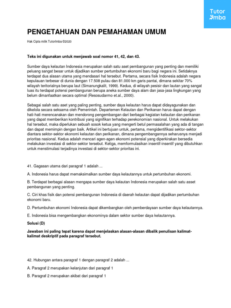 A-0573 PPU Soal Dan Pembahasan Kunjaw TPS Peng Dan Pemahaman Umum UTBK (SFILE | PDF