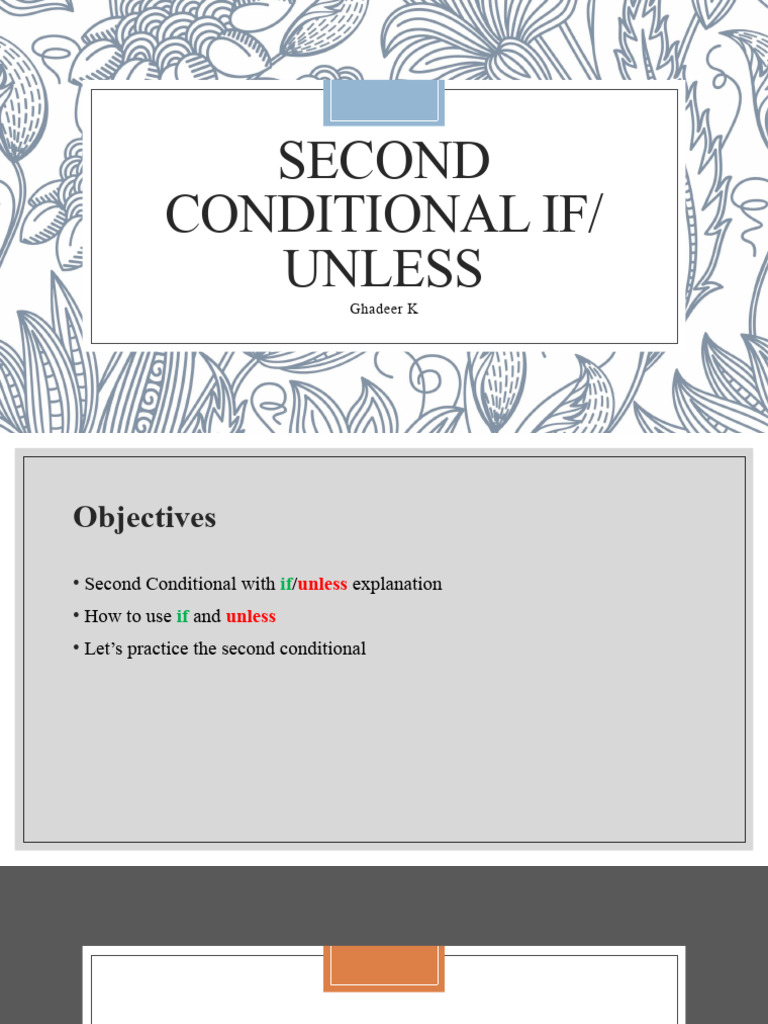 Second Conditional If Unless | PDF | Verb | Grammatical Tense