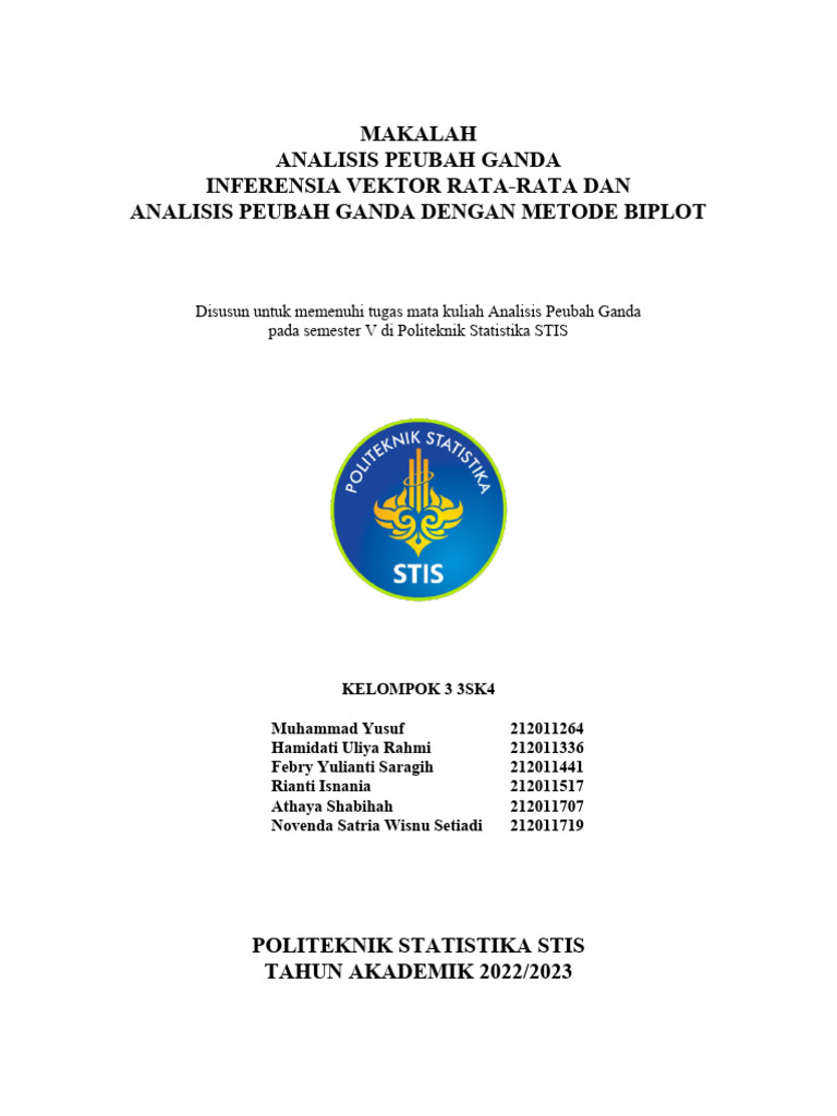 Inferensia Vektor Rata-Rata Multivariat | PDF
