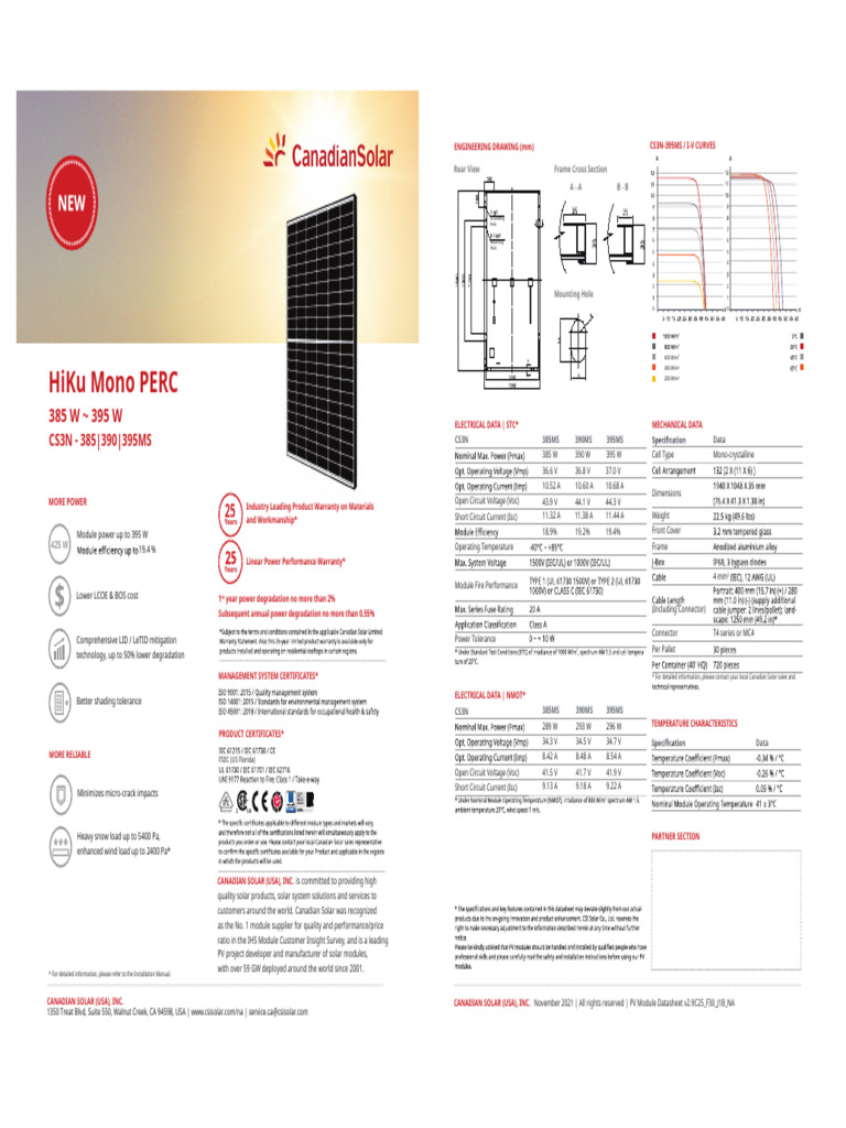 High-Efficiency Solar Modules by Canadian Solar | PDF | Solar Panel ...