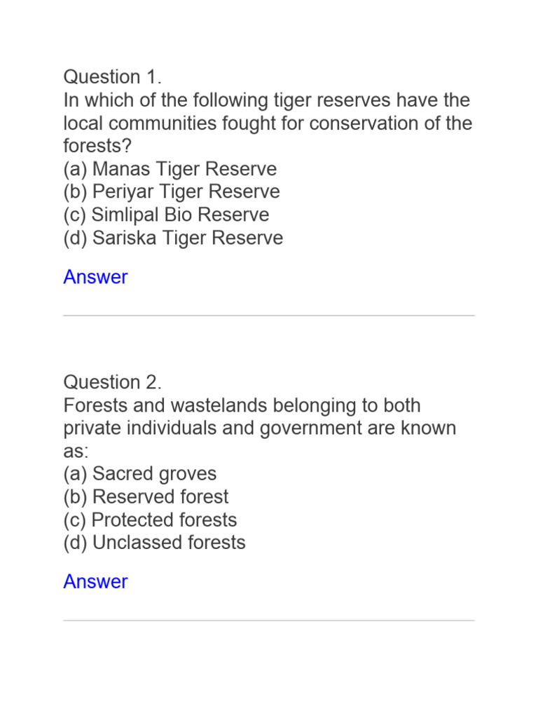 Forest and Wildlife Class 10 | PDF | Endangered Species | Biogeochemistry