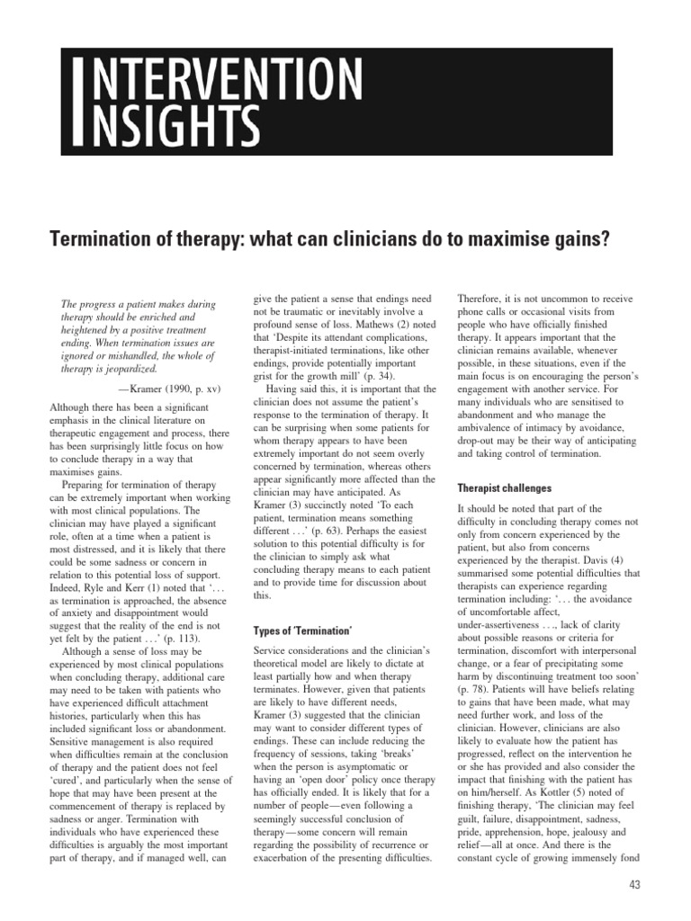 Termination of Therapy | PDF | Psychotherapy | Therapy