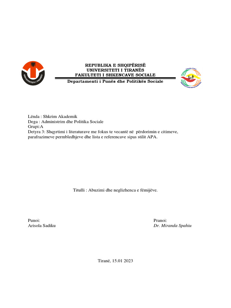 Shkrim Akademik Detyre Kursi | PDF