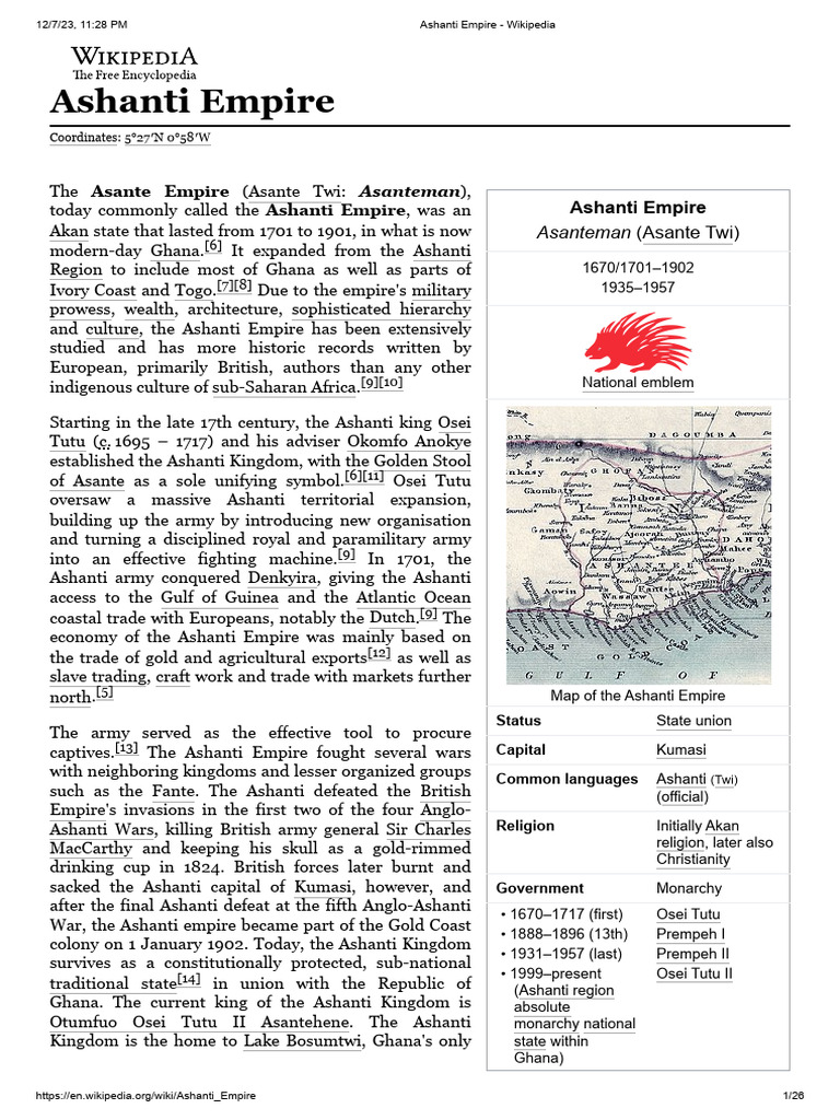 Ashanti Empire | PDF | Ghana