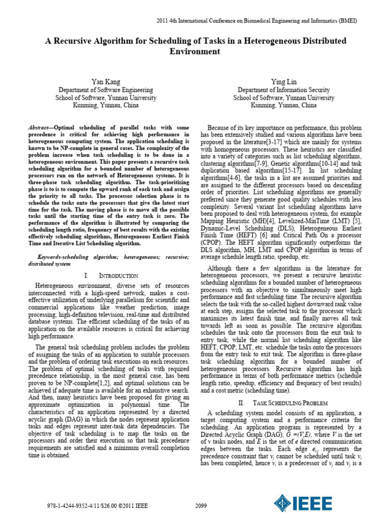 2011 (005) - A Recursive Tasks Scheduling Algorithm | PDF | Scheduling (Computing) | Algorithms