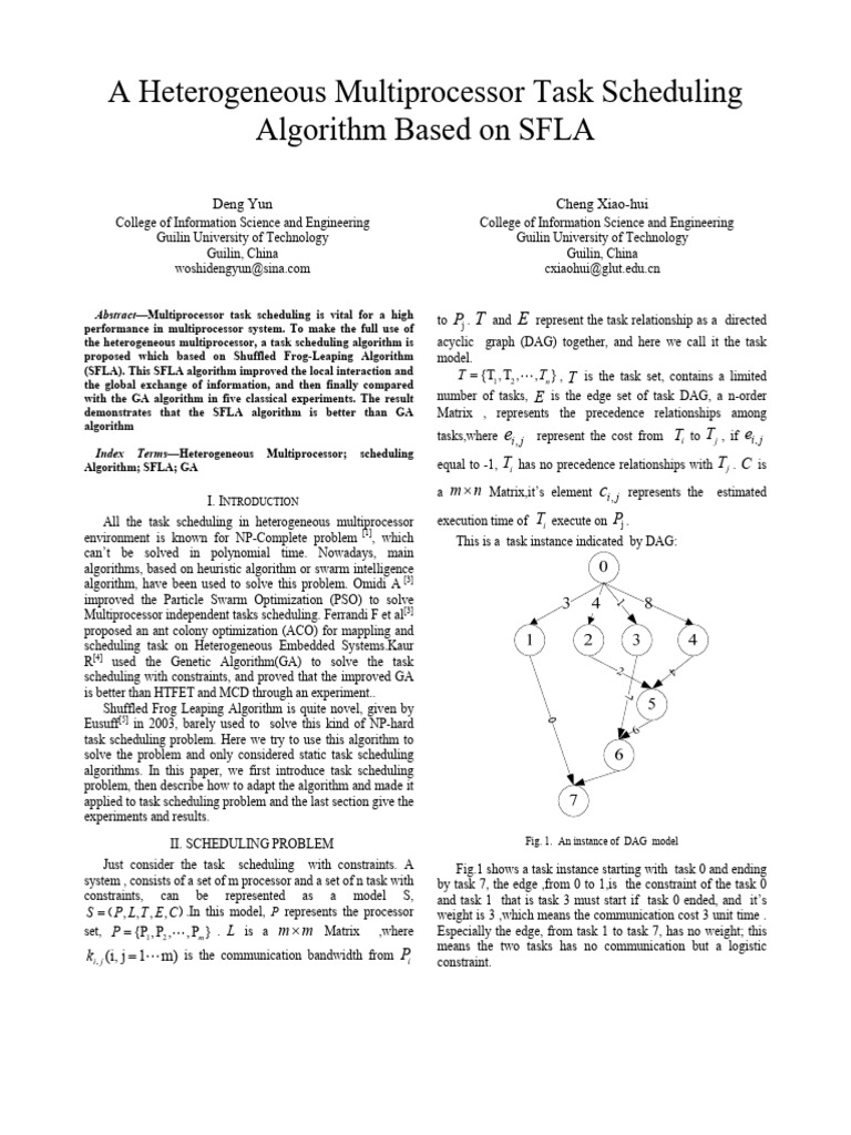2016 003 A Task Scheduling Algorithm Based On Sfla Pdf Genetic Algorithm Applied