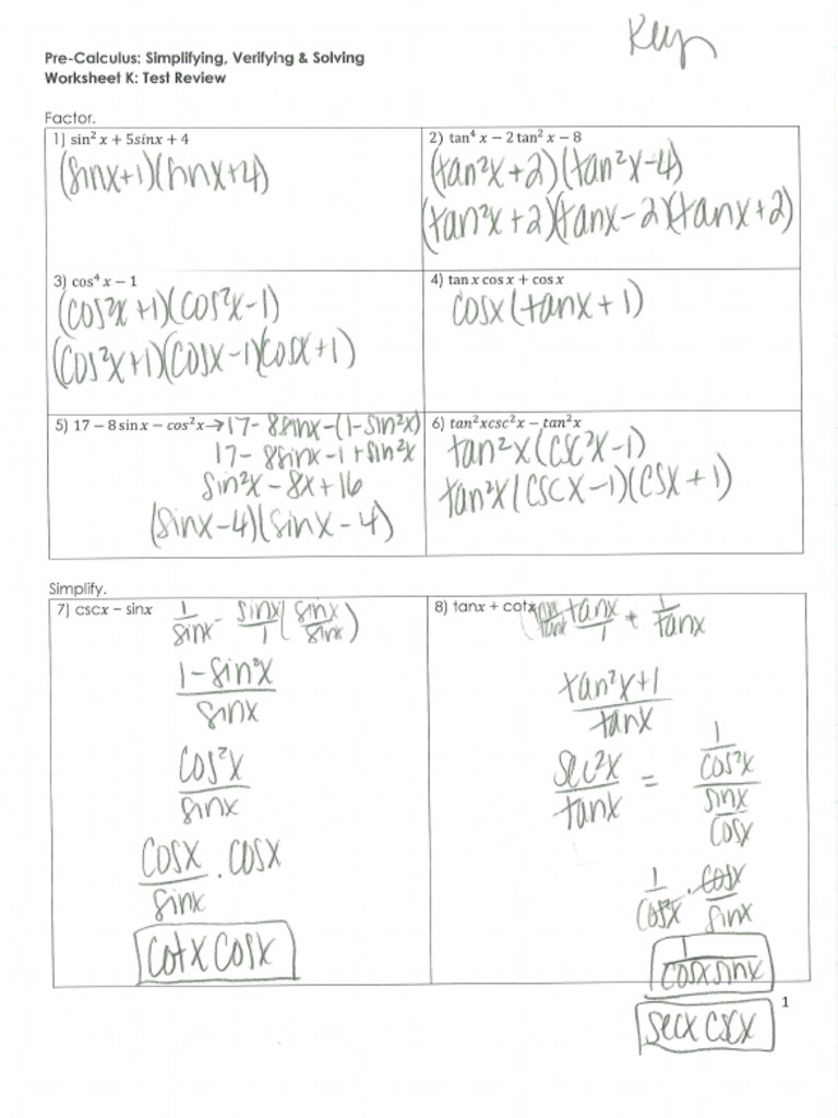 PC Simplifying, Verifying Pre Calculus | PDF PC Simplifying, Verifying Pre Calculus | PDF