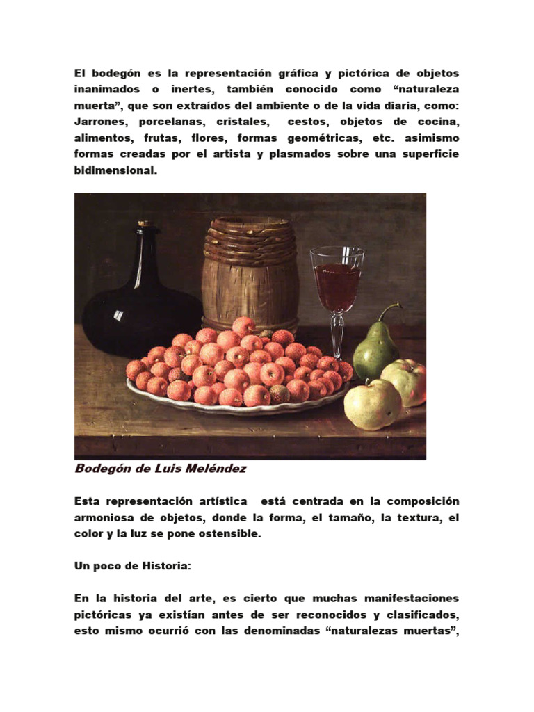 Características del Bodegón Artístico | PDF | Naturaleza muerta | Artes ...