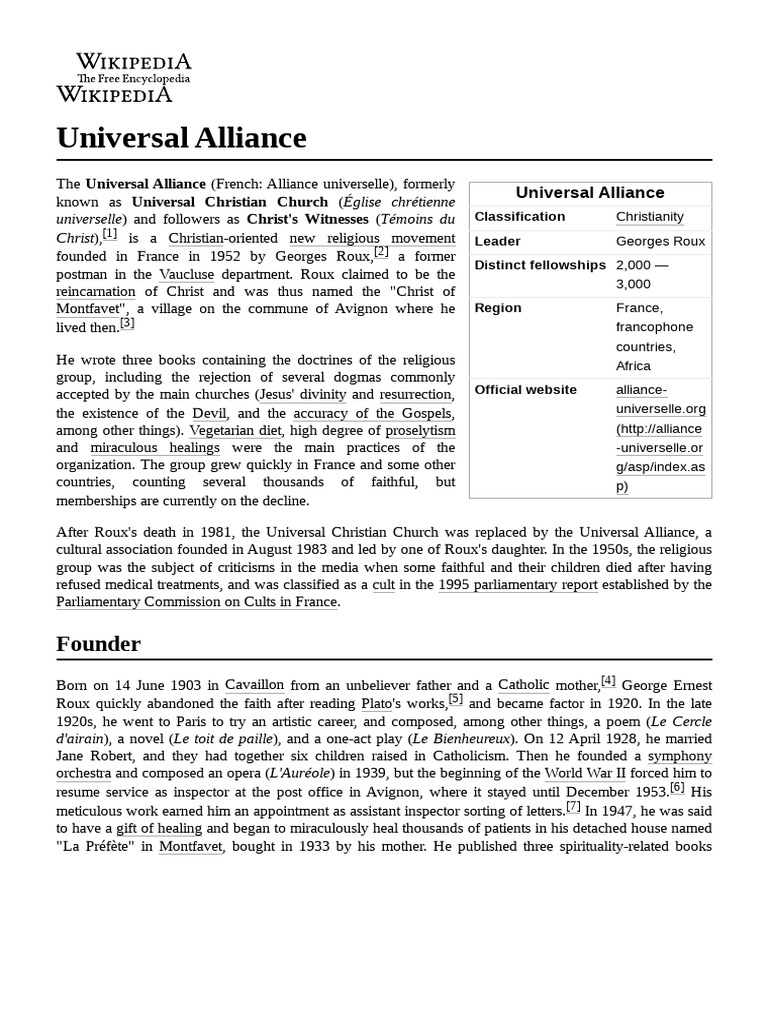 Universal_Alliance | PDF | Religious Faiths | Religion And Science