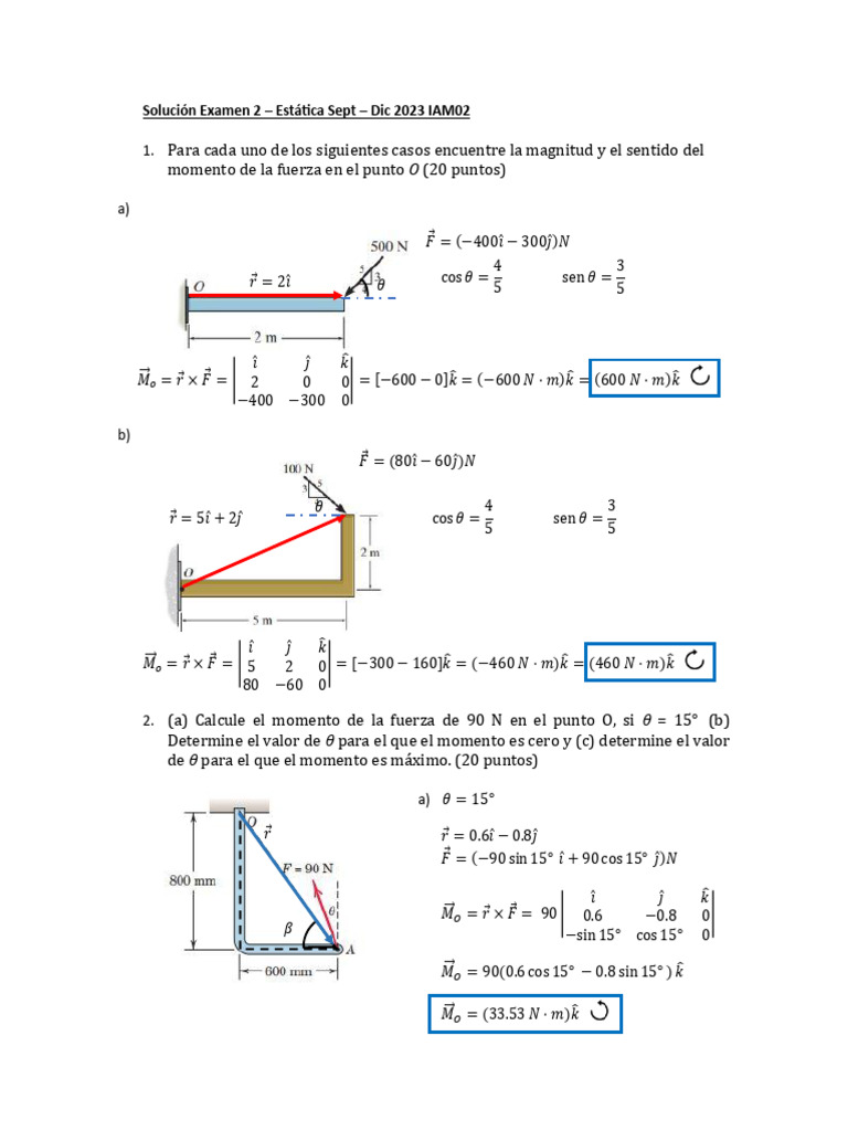 Solución Examen 2 | PDF | Vector Euclidiano | Espacio