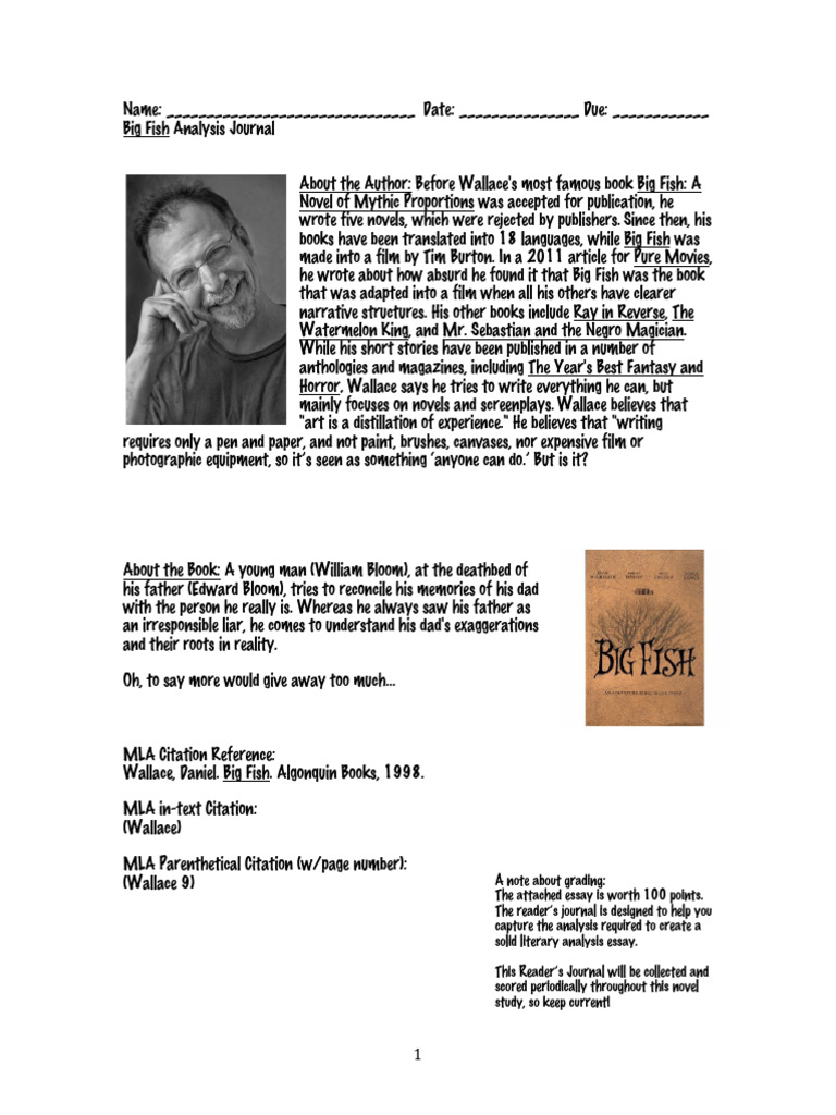Big Fish Reader's Journal | PDF | Essays | Grammar