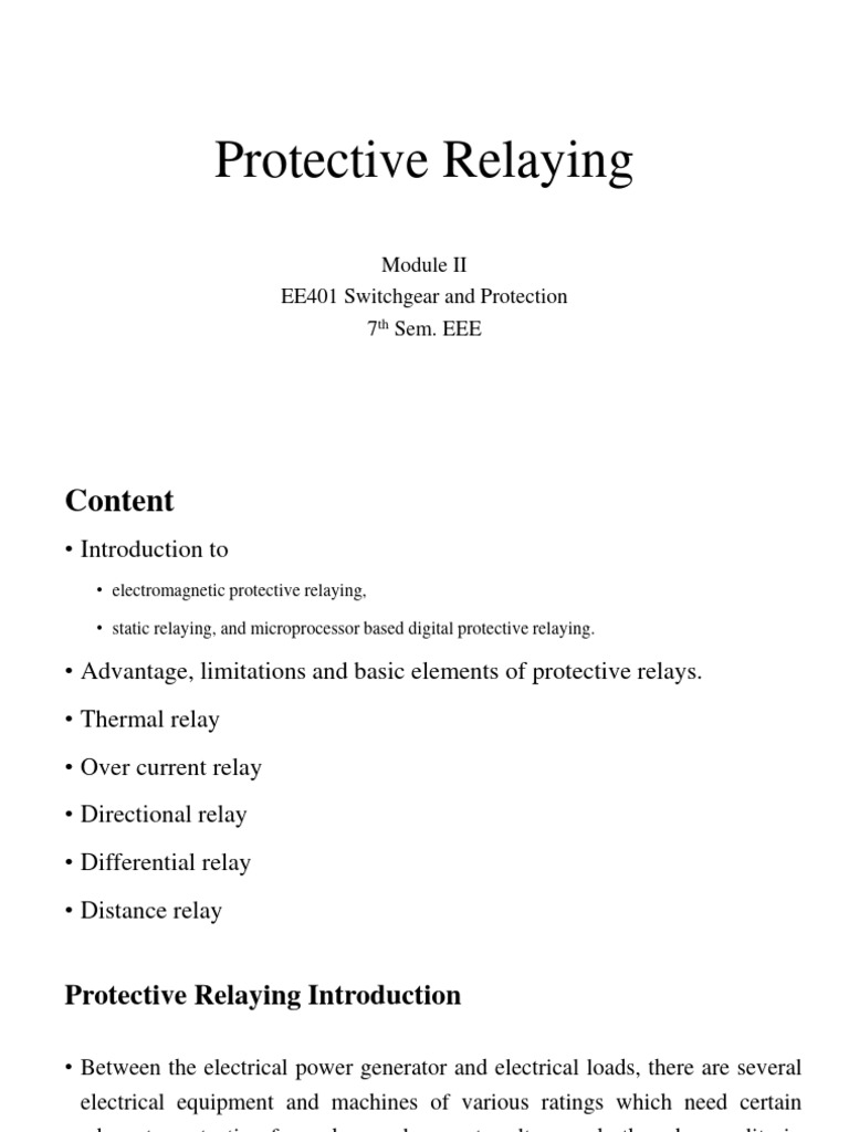 Protective Relaying | PDF | Relay | Electromagnetic Induction