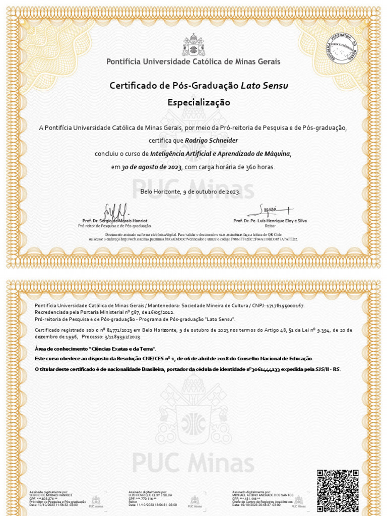 Diploma de Pós Graduação Na Especialização de IA | PDF | Computadores