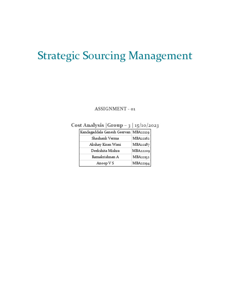 Group 03 SSM Assignment 01 Cost Analysis | PDF | Investing | Financial Economics