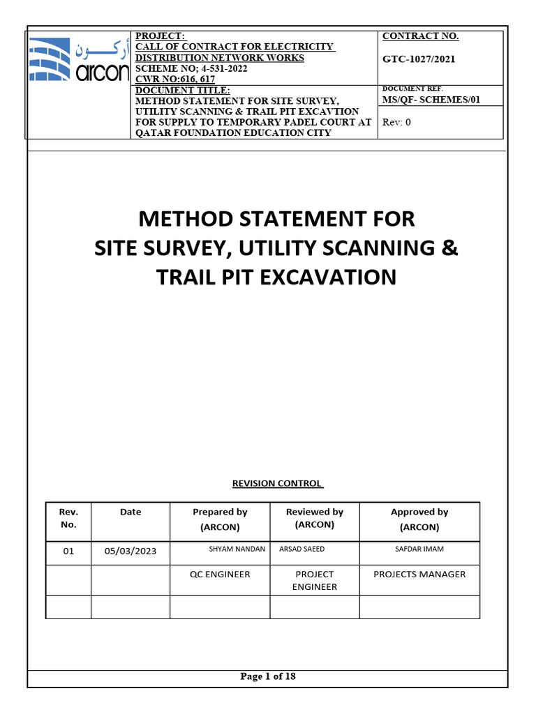 Method Statement For Site Survey, Utility Scanning & Trail Pit ...