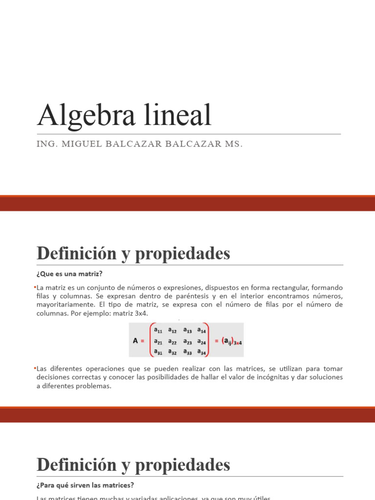 Definicion y Propiedades de Las Matrizes | PDF | Matriz (Matemáticas ...
