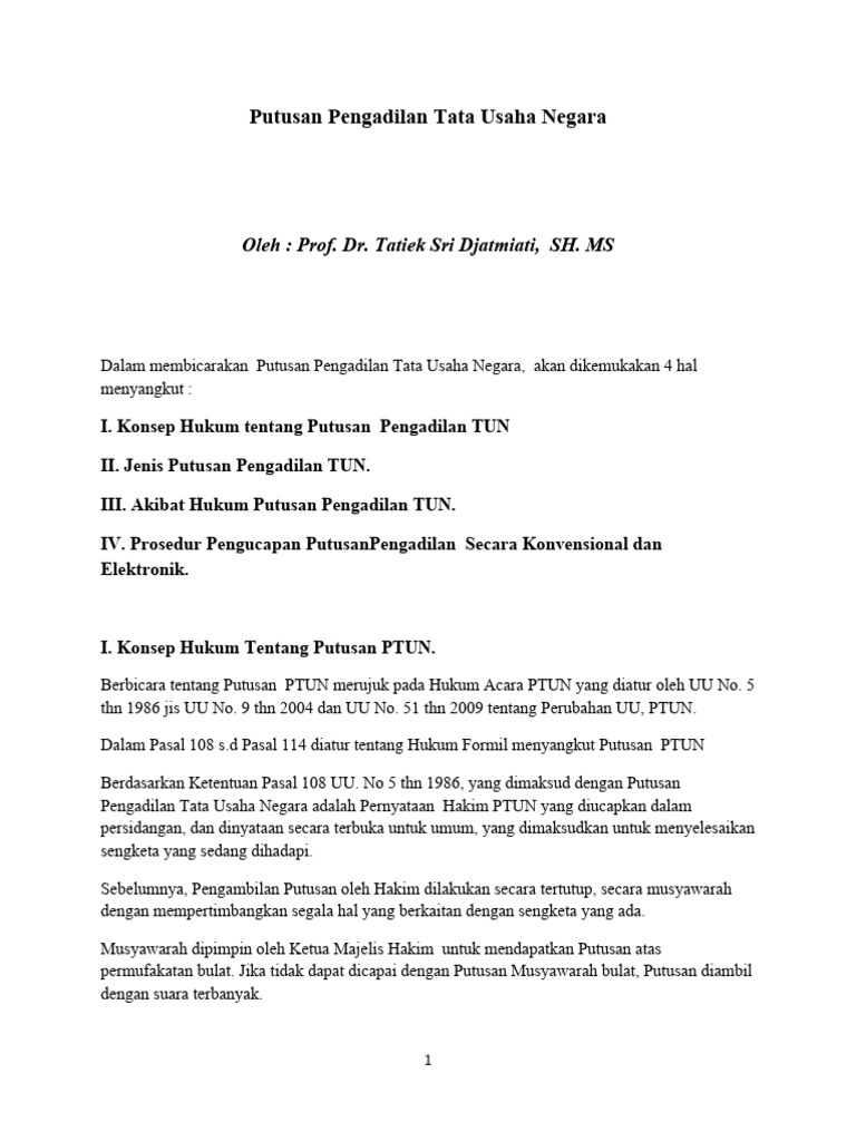 Putusan Pengadilan Tata Usaha Negara | PDF