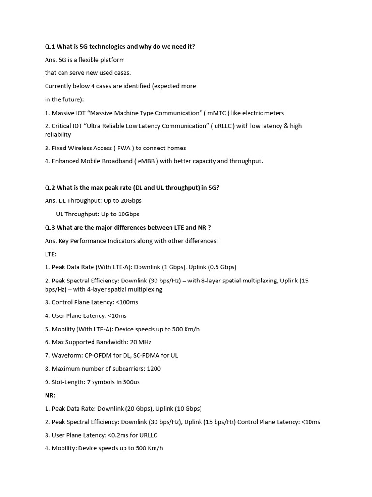 5G Question and Answers | PDF