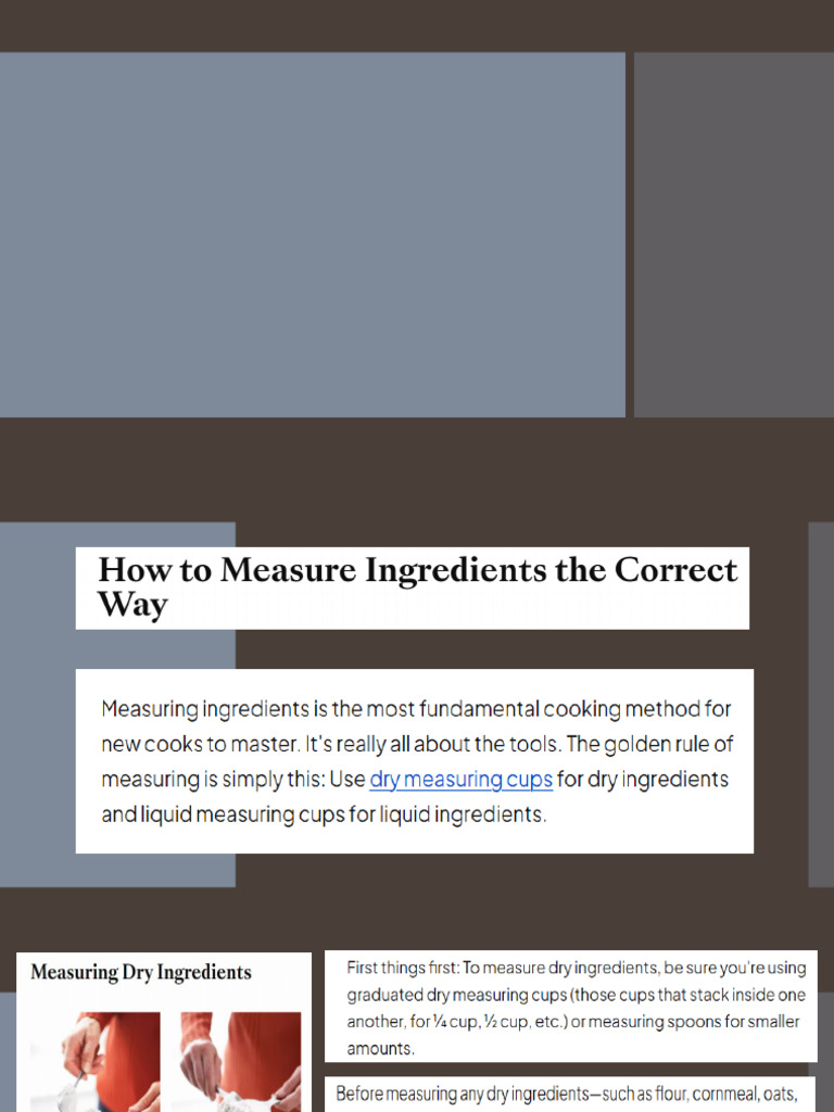 Measurements in Cooking | PDF
