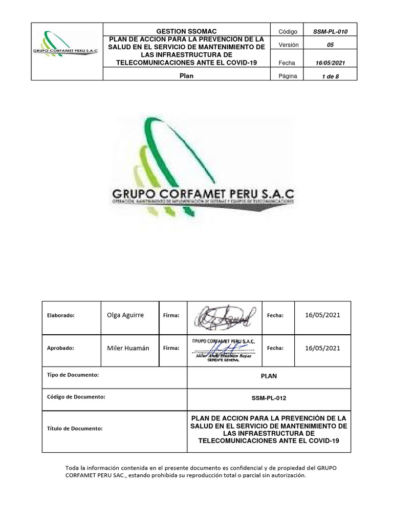 SSM - PL-012 Plan de Accion Atencion Mantenimiento V05 | PDF ...