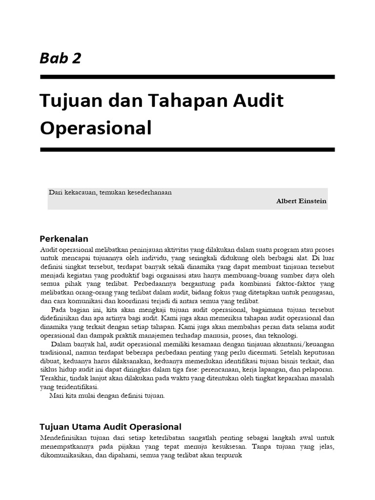 Bab 2 Tujuan Dan Tahapan Audit Operasional | PDF