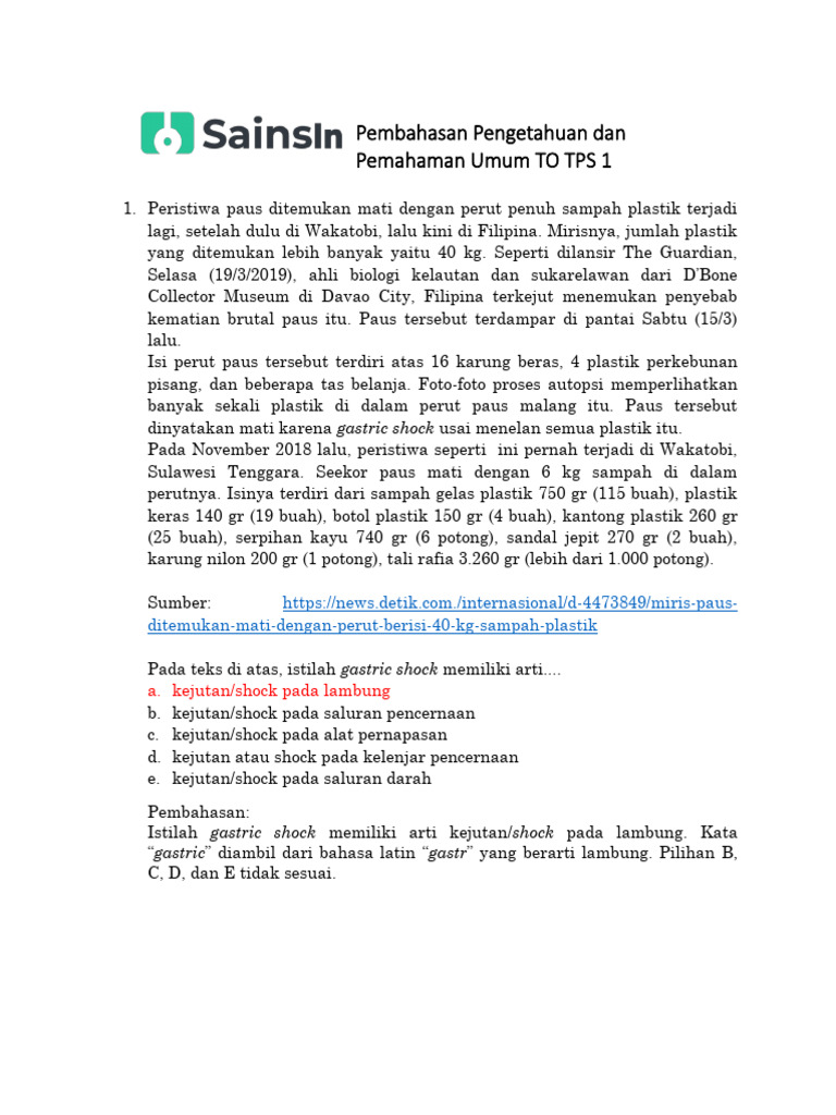 A-0550 PPU Soal Dan Kunjaw TPS Peng. Dan Pemahaman Umum SBMPTN (SFILE | PDF