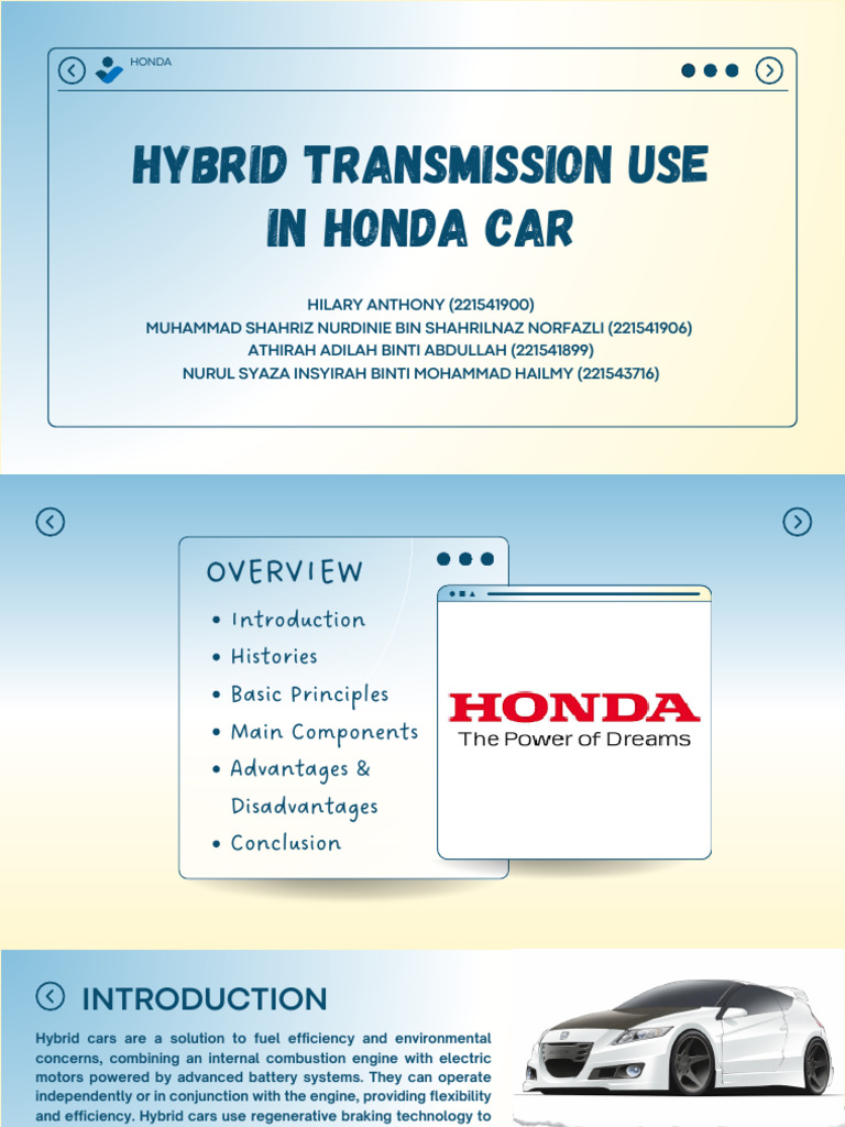 Hybrid Transmission Use in Honda Car | Download Free PDF | Hybrid Vehicle | Engines