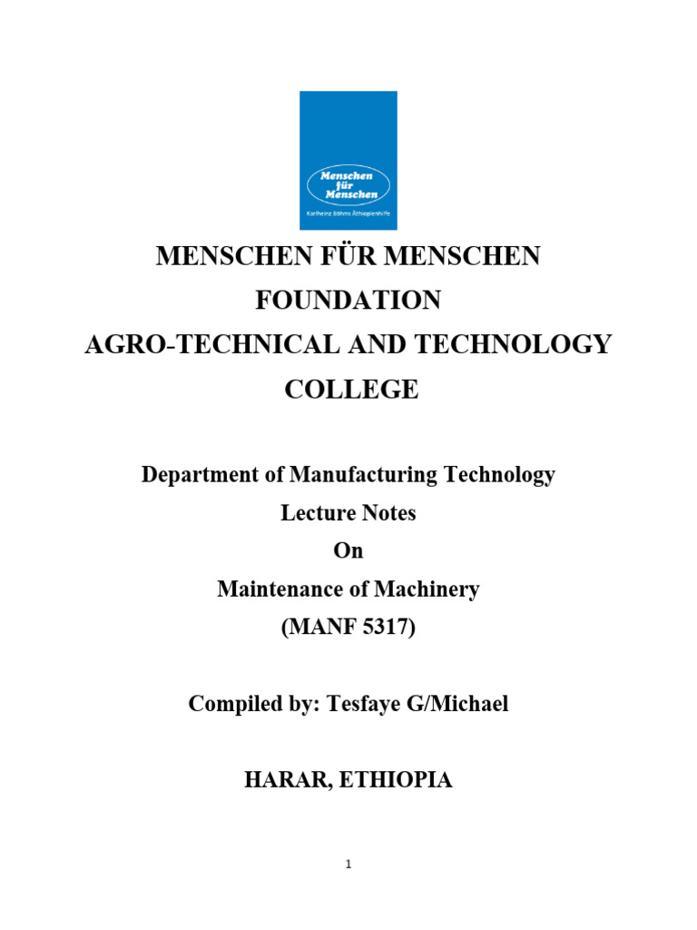 Machinery Maintenance Lecture Notes | PDF | Reliability Engineering ...