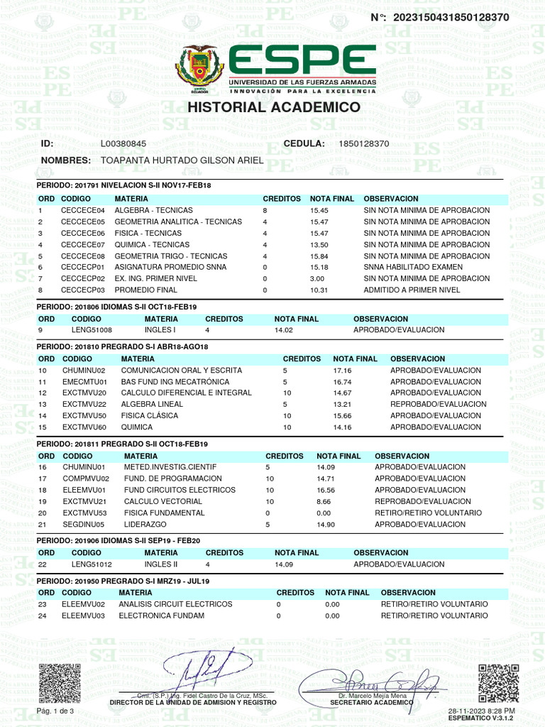 HISTORIAL - ACADEMICOundefined - 28-11-2023 8 - 28 PM | PDF | Ciencias ...