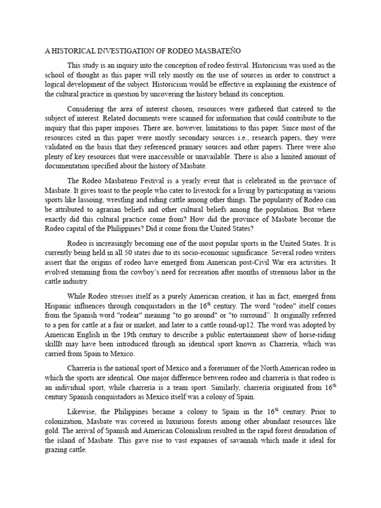 A Historical Investigation Into Rodeo Masbateno | PDF | Spanish Empire ...