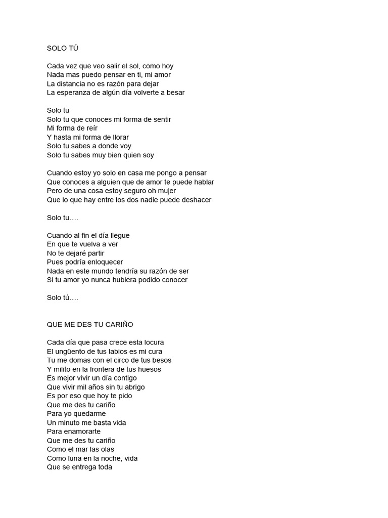 Letras Pop Varias 2 | PDF | Amor